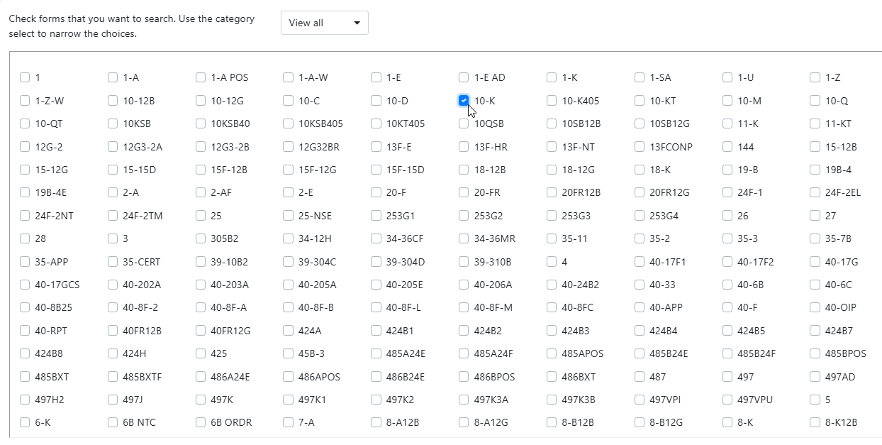 How to Search for a Specific 10-K Filing?