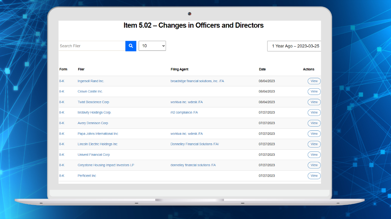 Investor Relations SEC Data Widgets - SEC Filing Data