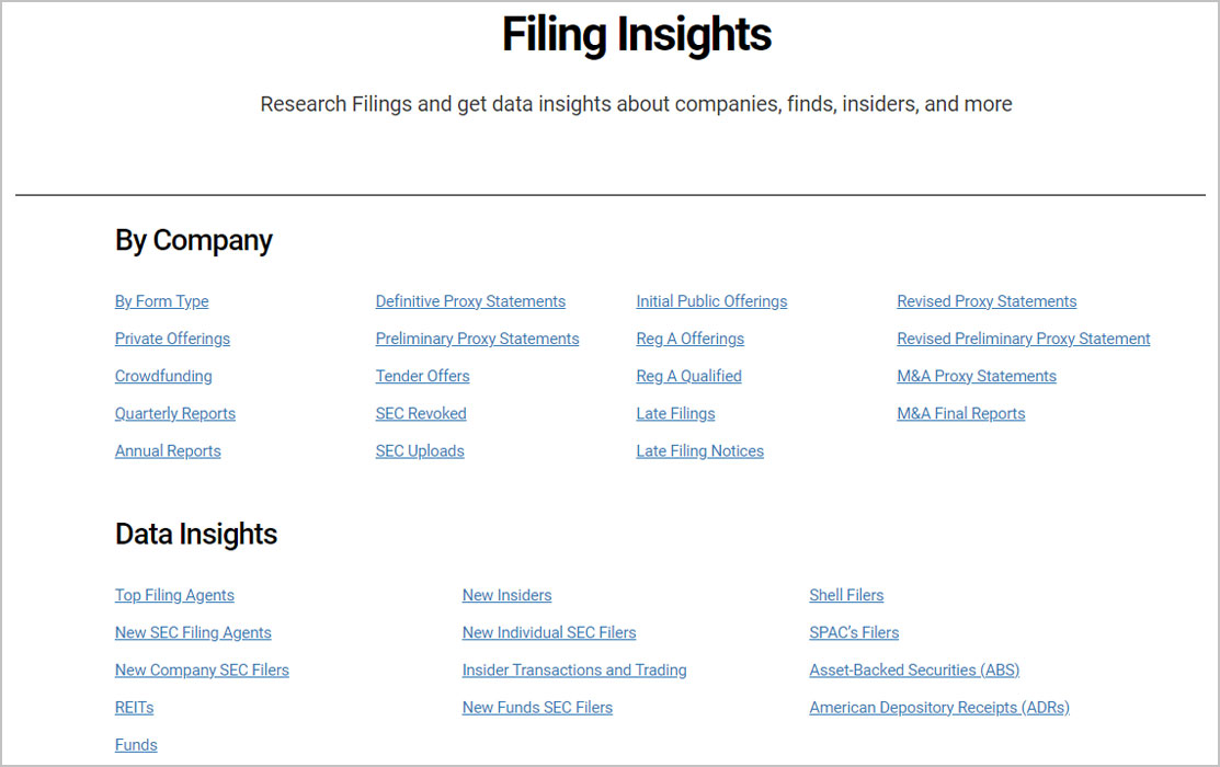 About Us – SEC Filing Data