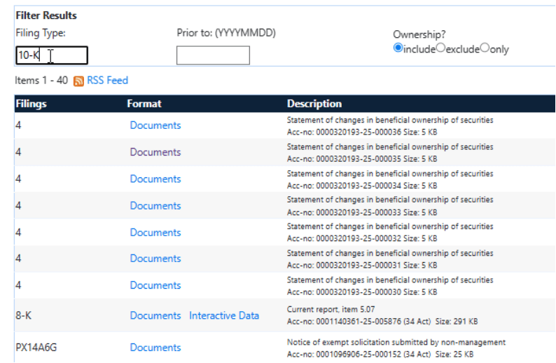 How to Search for a Specific 10-K Filing?