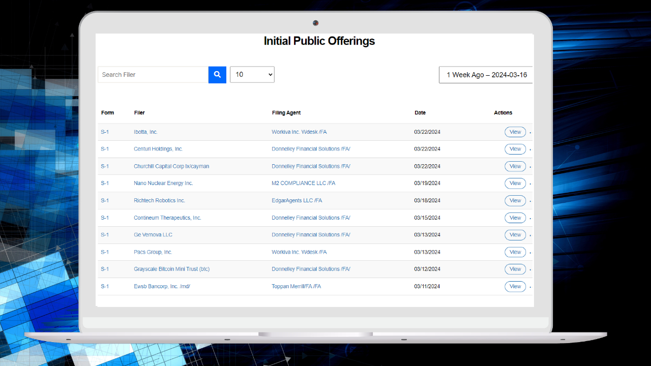 Investor Relations SEC Data Widgets - SEC Filing Data