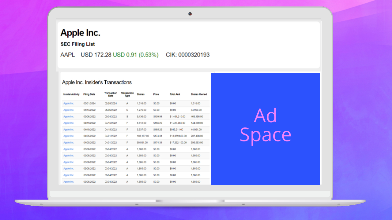 Website Advertising Opportunities - SEC Filing Data